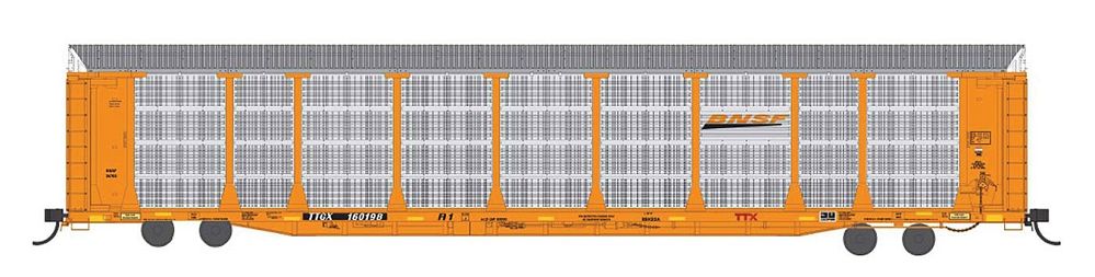 89' Bi-level Auto Rack BNSF Railway Rack (orange, Wedge Logo), TTX - 4 – EngineHouse Services LLC