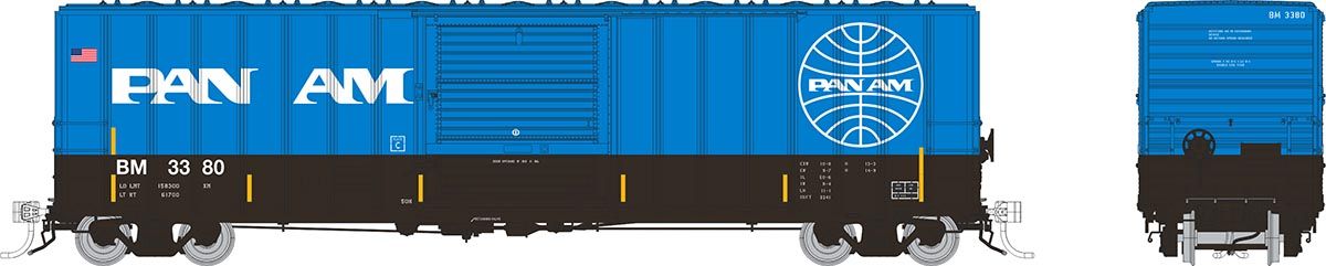 PC&F 5241cuft boxcar: B&M - Pan AM : Single Car - 198002A : HO ...