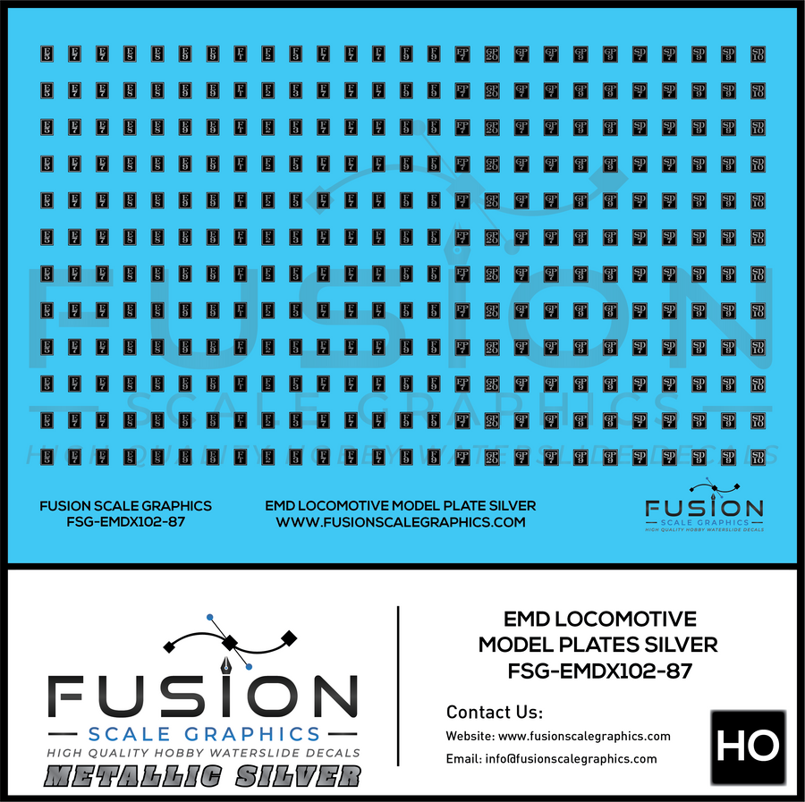 EMD Locomotive Model Black/Silver Plate Decal Set - FSGEMDX10287 : HO ...