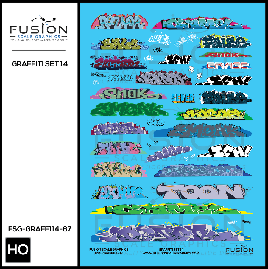 Graffiti Decal Set 14 - FSGGRAFF11487 : HO – EngineHouse Services LLC